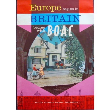 BOAC - Europe Begins In Britain vintage 1961 travel poster ...