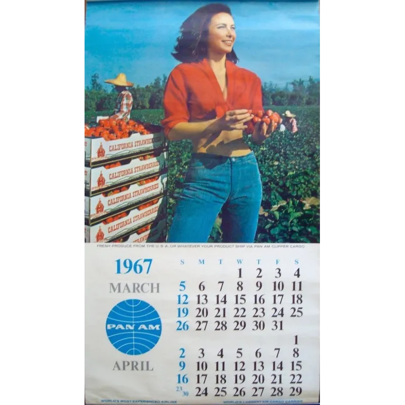 Pan Am Cargo Airlines vintage 1967 calendar travel poster ...