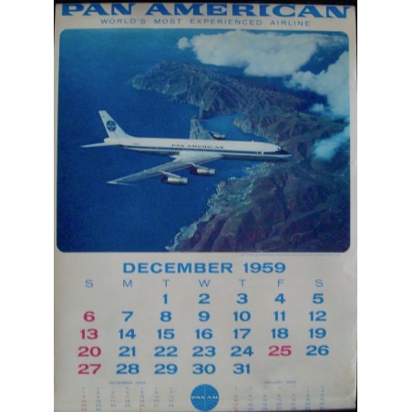 Pan Am Airways Airlines vintage 1960 calendar travel poster ...