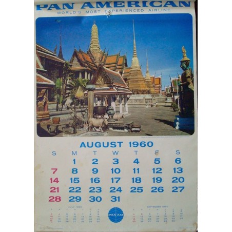 Pan Am Airways Airlines vintage 1960 calendar travel poster ...