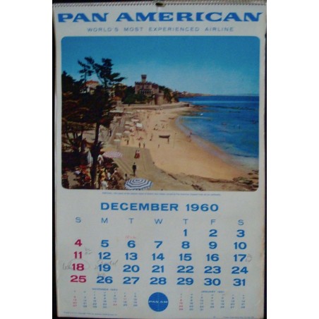 Pan Am Airways Airlines vintage 1960 calendar travel poster ...