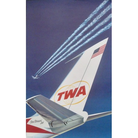 TWA Starstream Jets Boeing 707 vintage 1962 travel Airlines poster ...