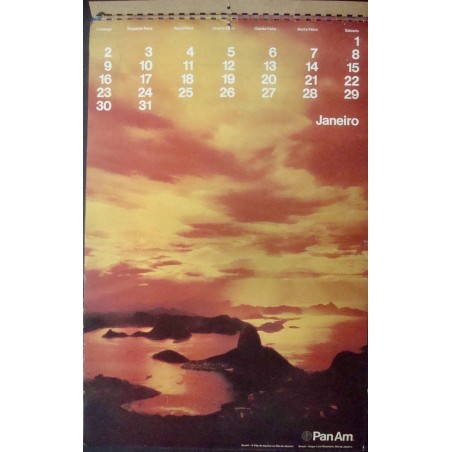Pan Am Airways Airlines vintage 1972 calendar travel poster ...