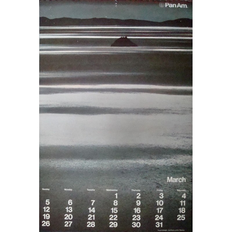 Pan Am Airways Airlines vintage 1972 calendar travel poster ...