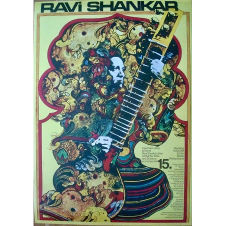 Ravi Shankar 1968 German concert poster by Gunther Kieser ...