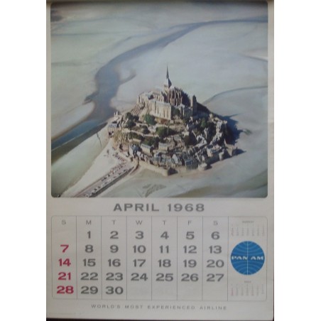 Pan Am Airways Airlines vintage 1968 calendar travel poster ...