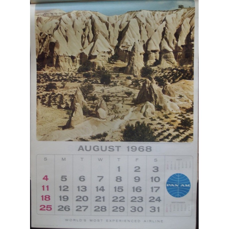 Pan Am Airways Airlines vintage 1968 calendar travel poster ...