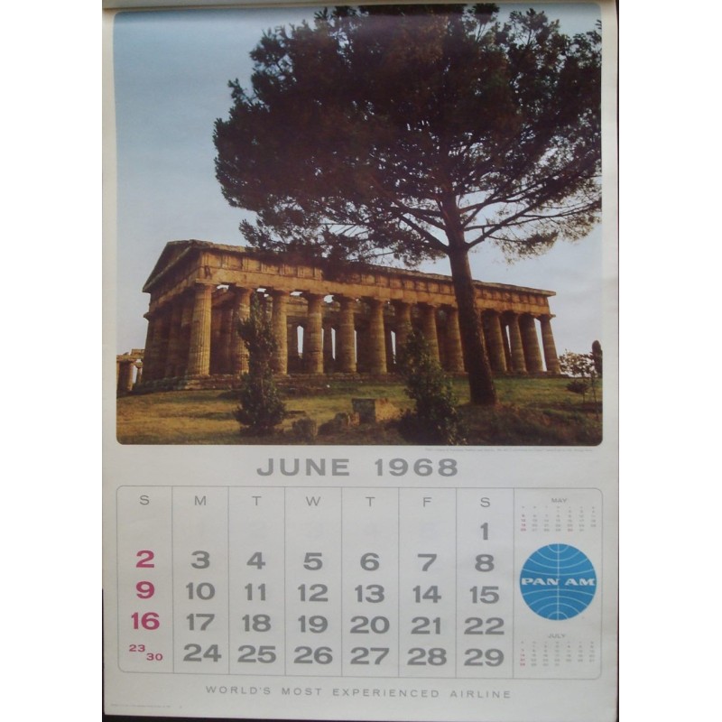 Pan Am Airways Airlines vintage 1968 calendar travel poster ...