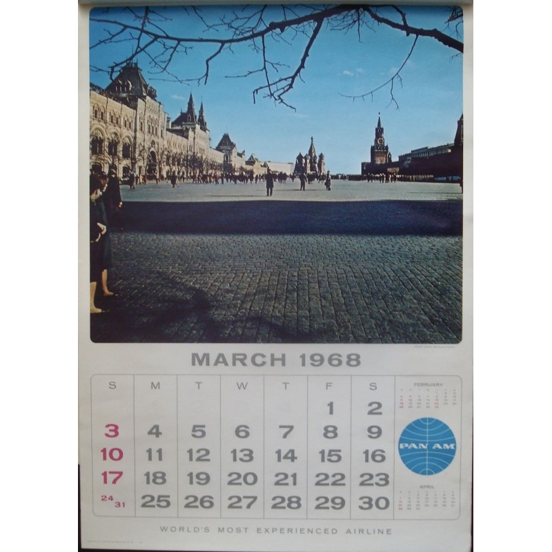 Pan Am Airways Airlines vintage 1968 calendar travel poster ...