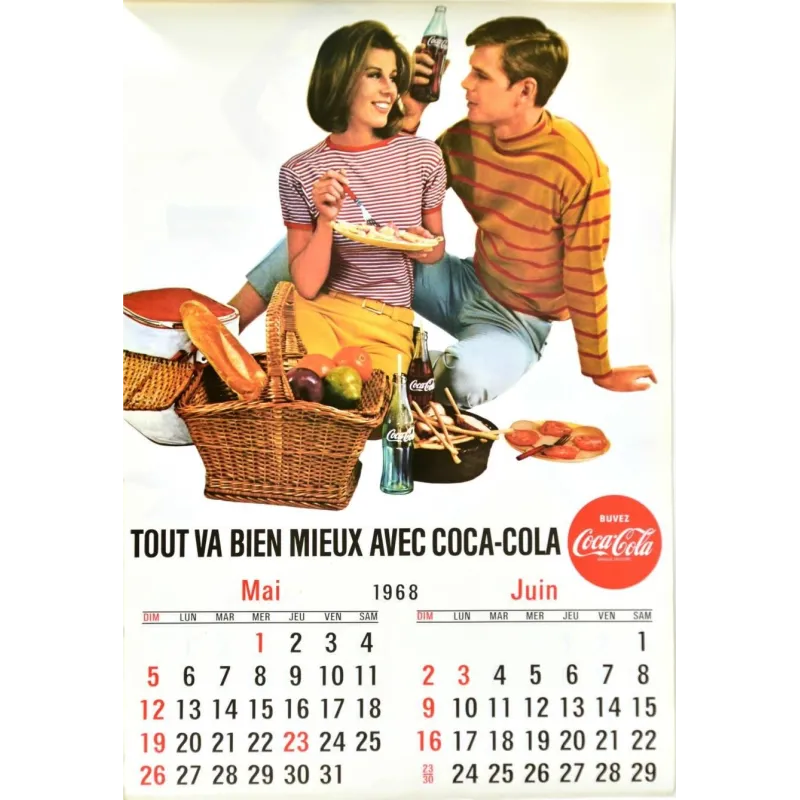 Coca-Cola original 1968 calendar - illustraction Gallery