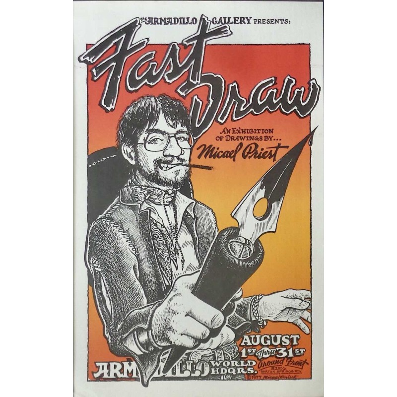Micael Priest Fast-Draw 1977 Austin concert poster - illustraction Gallery